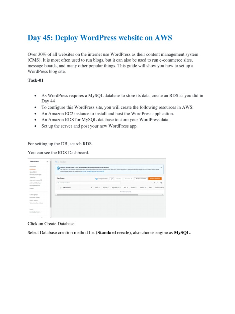 Day 45 - Deploy WordPress Website On AWS | PDF | Word Press | World ... Day 45 - Deploy WordPress Website On AWS | PDF | Word Press | World ...