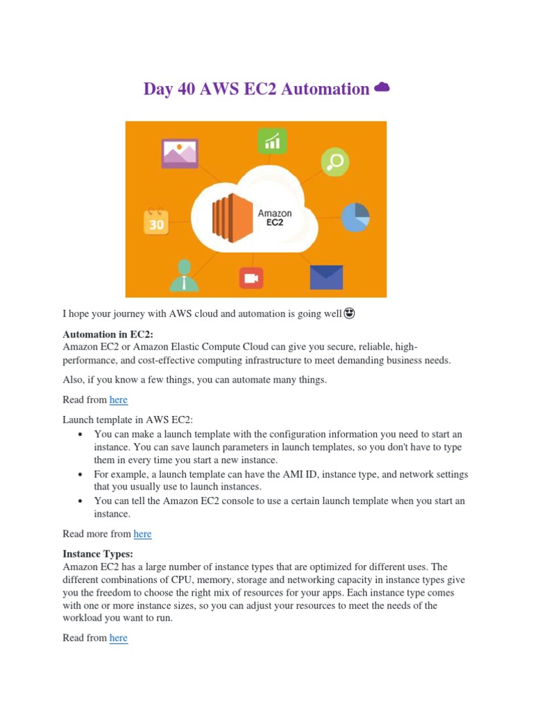 Day 40 AWS EC2 Automation | PDF | Software Development | Computing