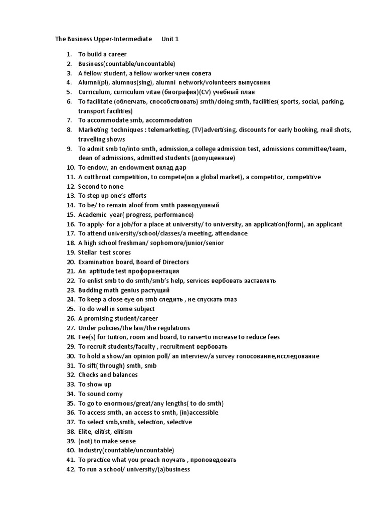 The Business Unit 1 Building A Career | PDF | University And College ...