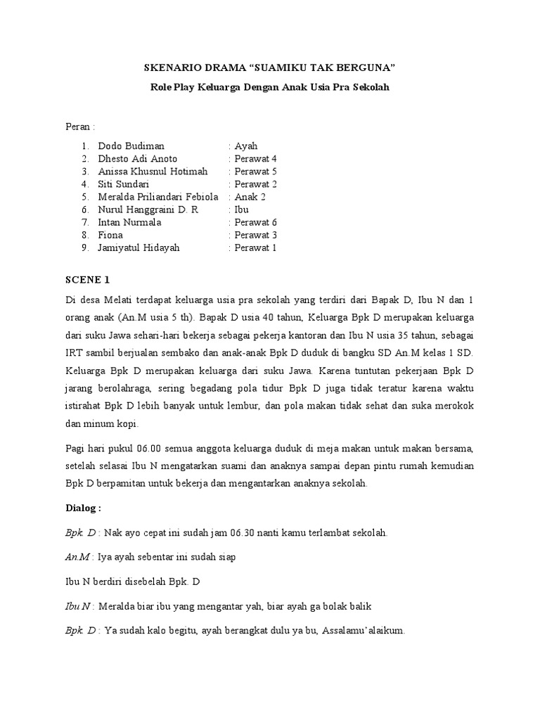 Kel.2 Naskah Role Play Keluarga Dengan Anak Usia Pra Sekolah | PDF