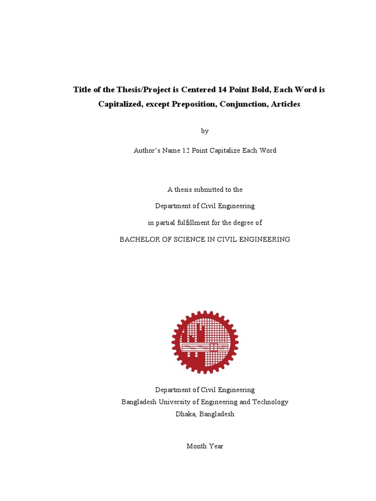 BSC Thesis Template CE BUET July 2021 | PDF | Thesis | Methodology