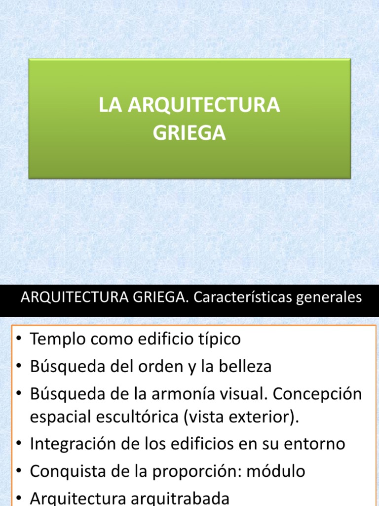 Presentación. La Arquitectura Griega | PDF