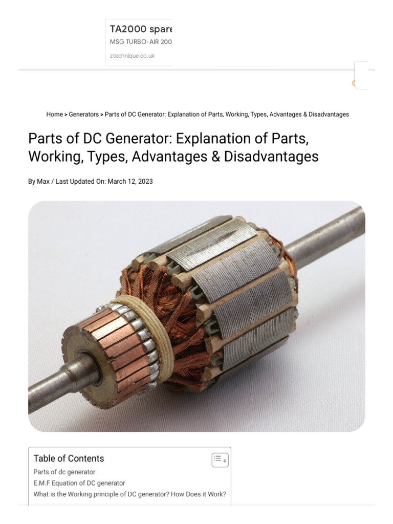 Parts and Functions of DC Generators | PDF | Electromagnetic Induction ...