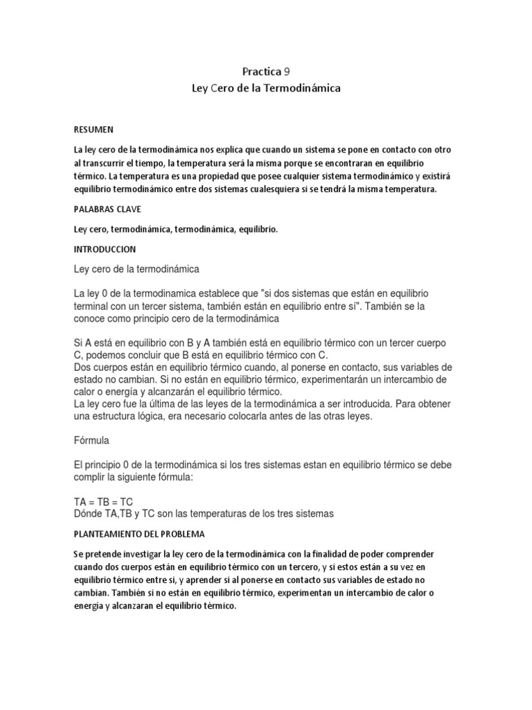 Practica 9 | PDF | Termodinámica | Temperatura