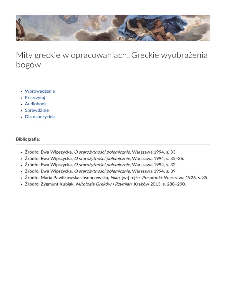 Mity Greckie W Opracowaniach GRE | PDF