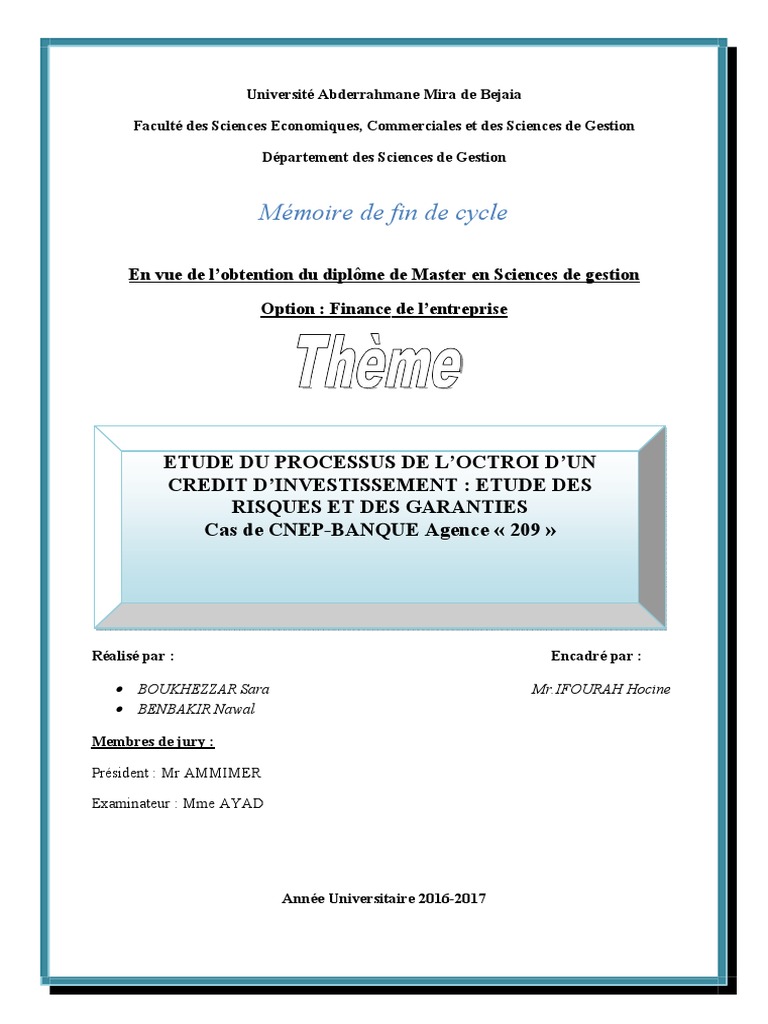 Processus d'octroi de crédit d'investissement | PDF | Banques | Crédit