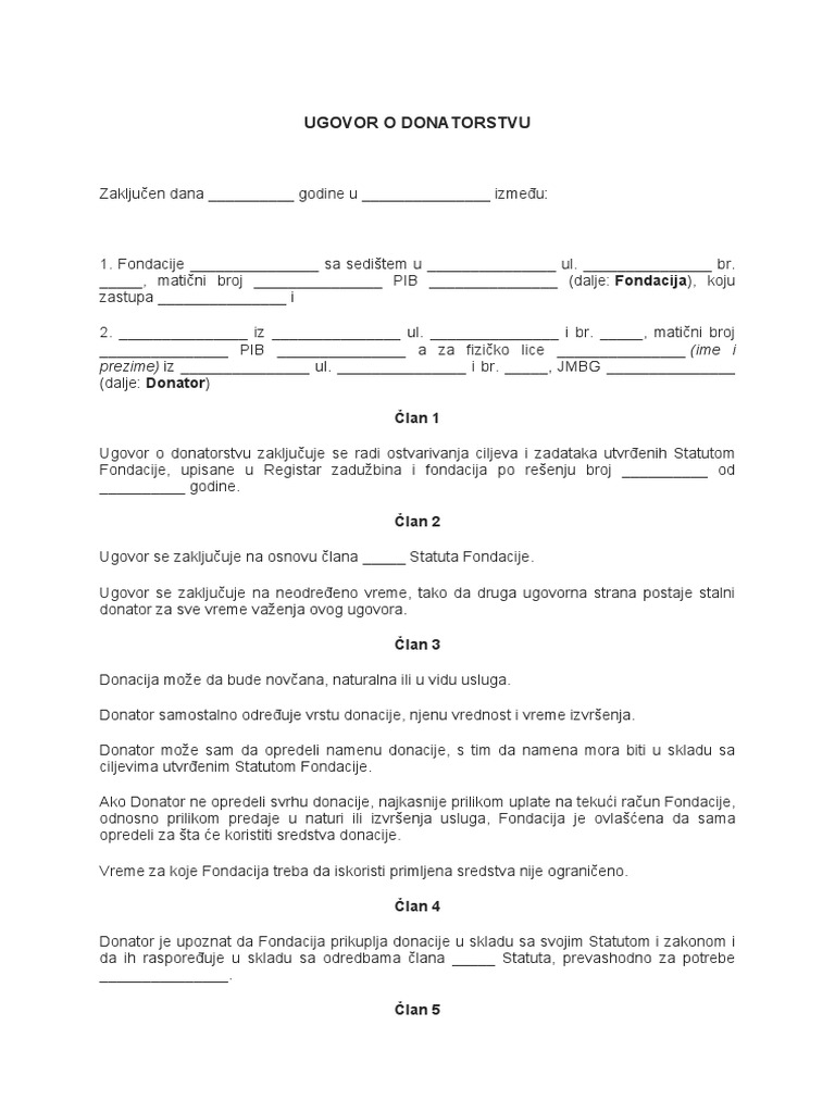 Ugovor o Donatorstvu | PDF