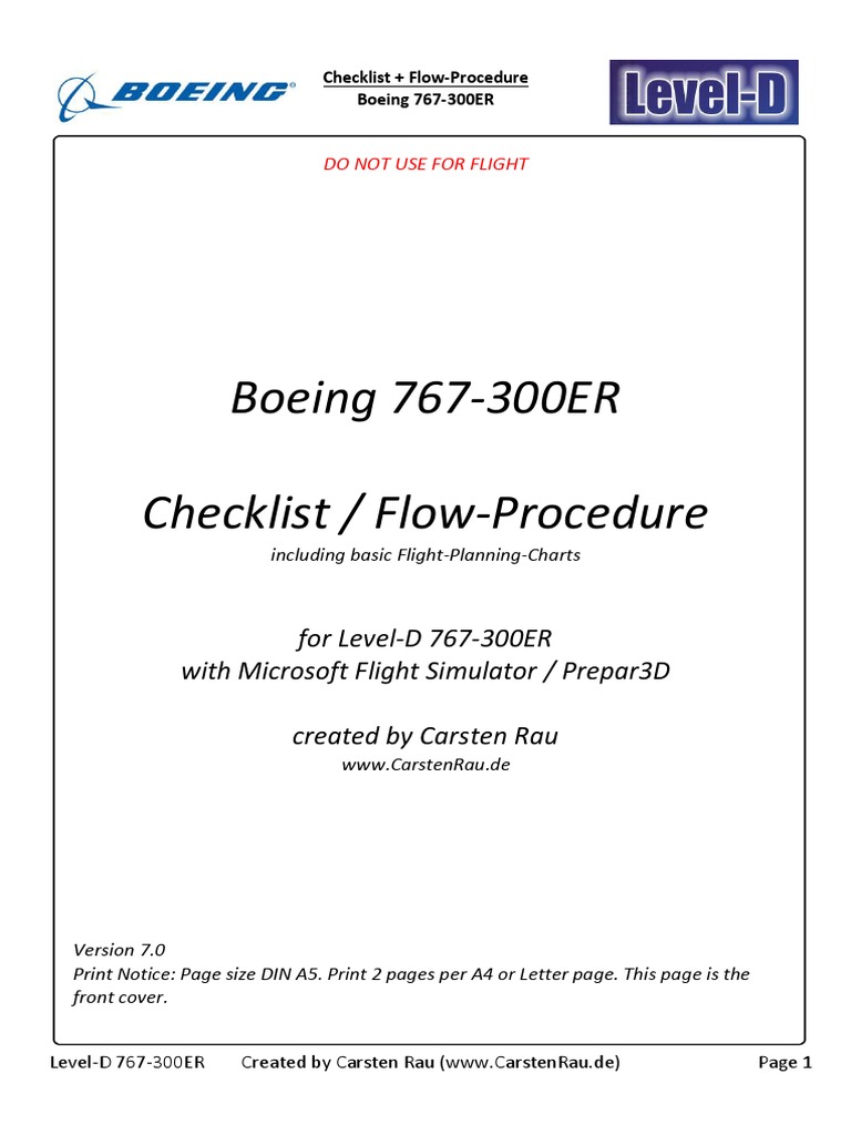 Checklist 767 Level D 767 | PDF | Vehicles | Aircraft