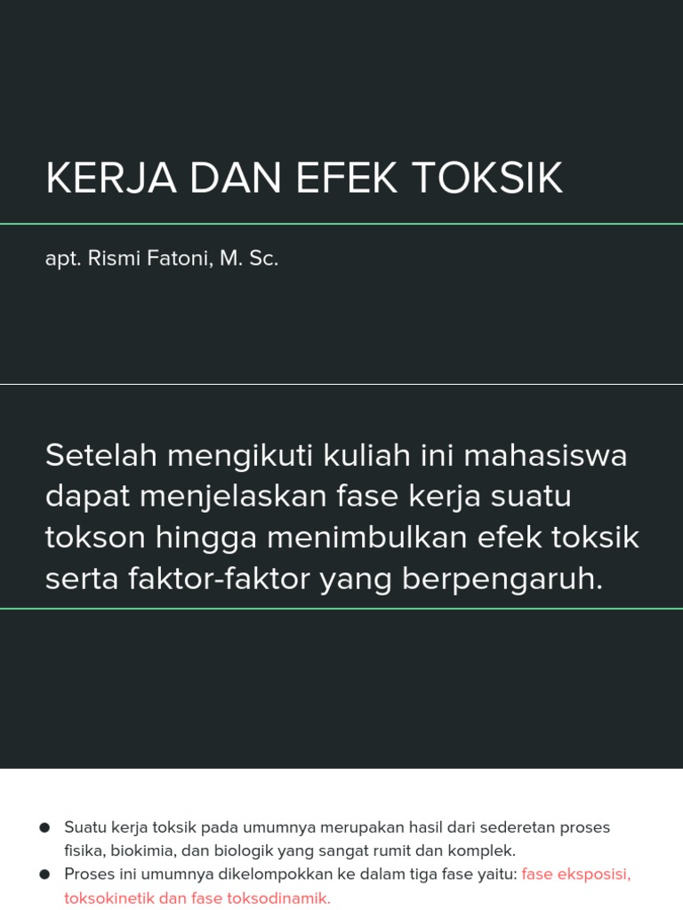 Efek Toksik dan Fase Kerja | PDF