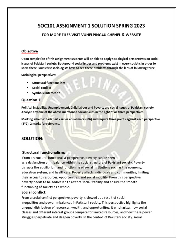 SOC101 ASSIGNMENT 1 SOLUTION SPRING 2023 BY VUHELPING4U File | PDF | Politics