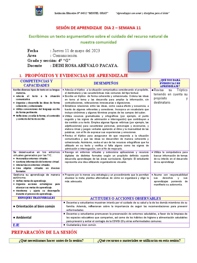 d4 S9-Sesion Com. Escribimos Un Tríptico Sobre El Cuidado de La Salud. - Parte 2 | PDF ...