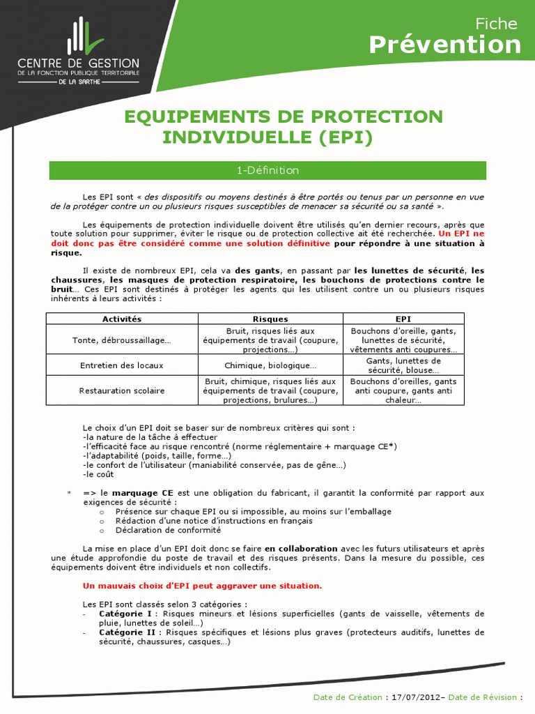 Guide EPI : Sécurité et Obligations | PDF | Sécurité