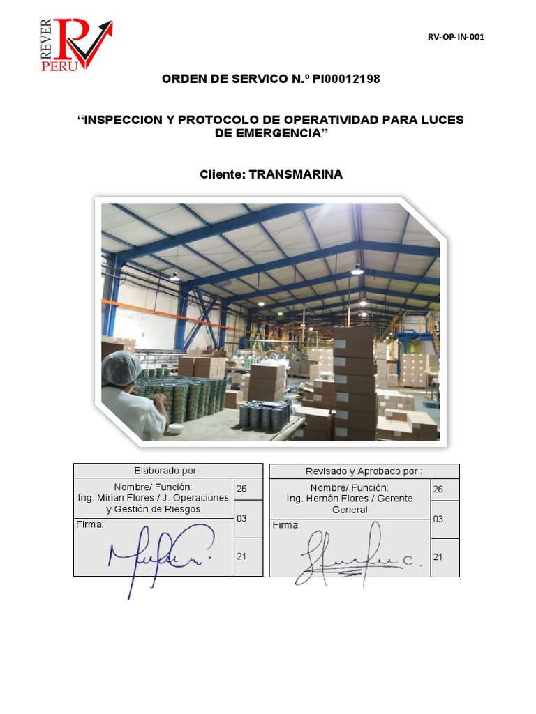 RV - OS - PI00012198 Informe de Cierre - LUCES EMER | PDF | Tecnología