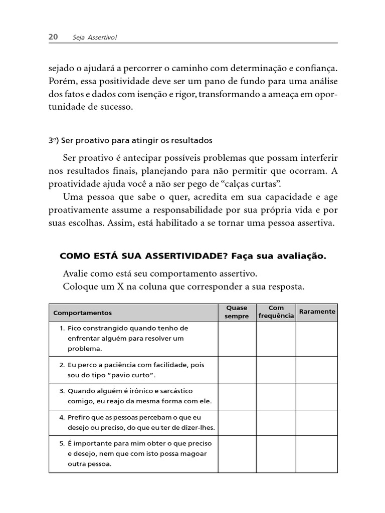 Seja Assertivo - Teste | PDF | Autoestima | Psicologia