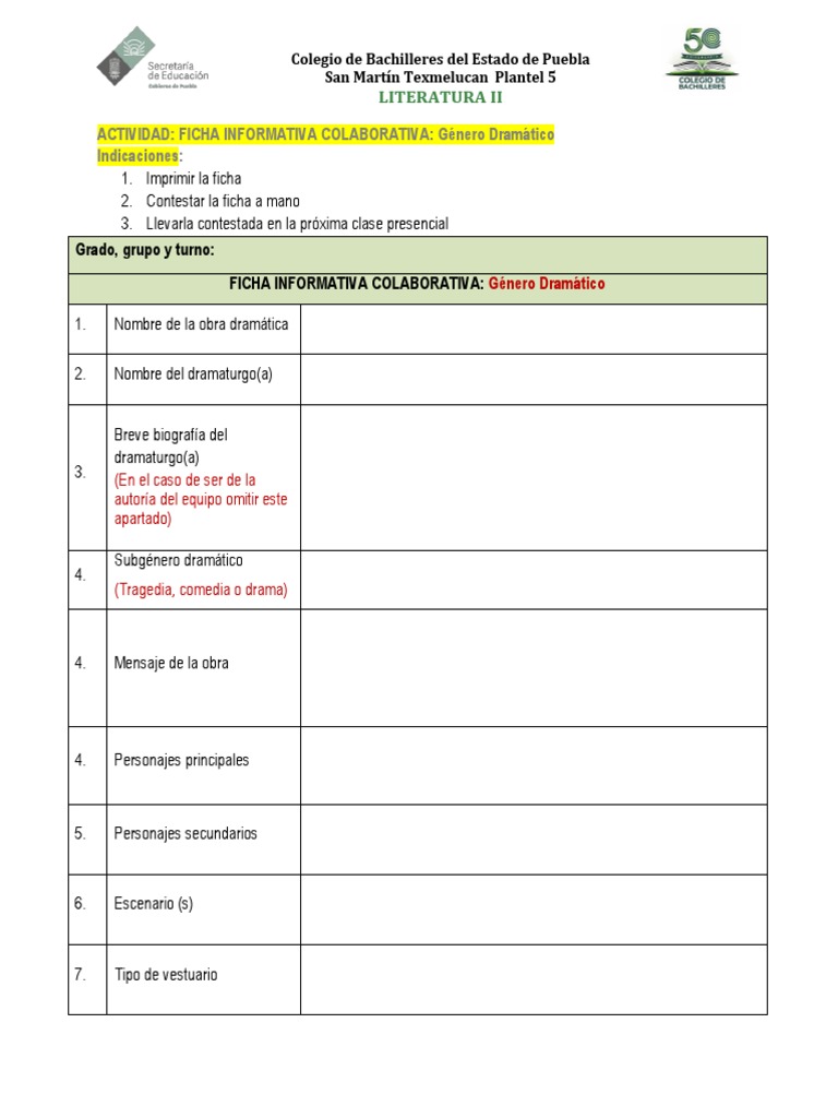Ficha Informativa - G.dramático 2023 | PDF
