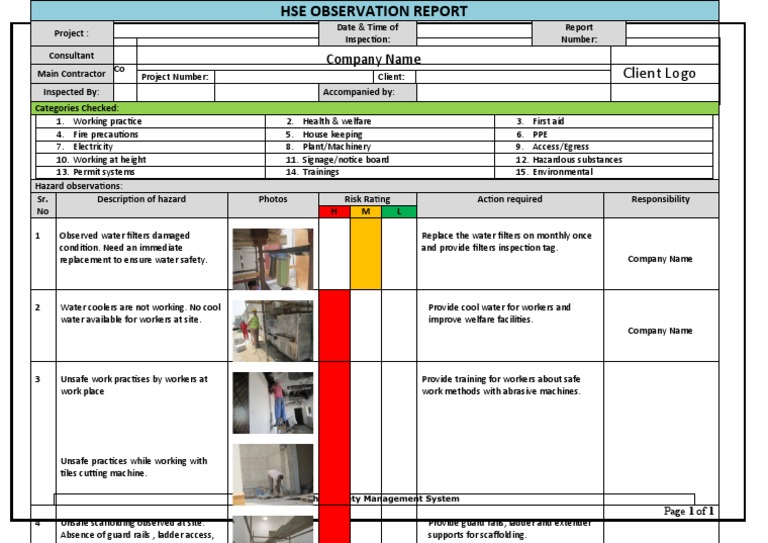 HSE Observation Report | PDF