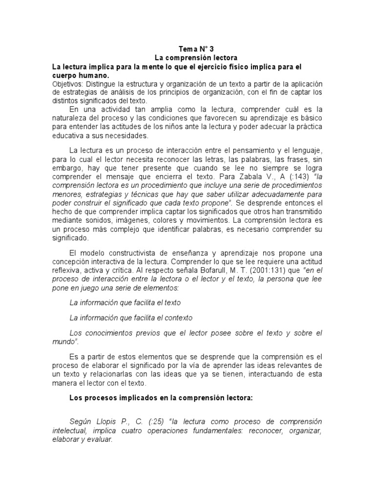 Tema 4 Comprensión Lectora II Trim 2021 | PDF | Comprensión lectora ...