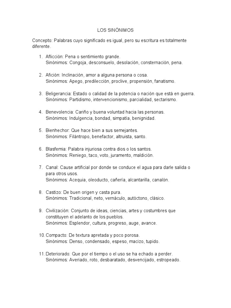 Los Sinónimos 27-4-22 | PDF
