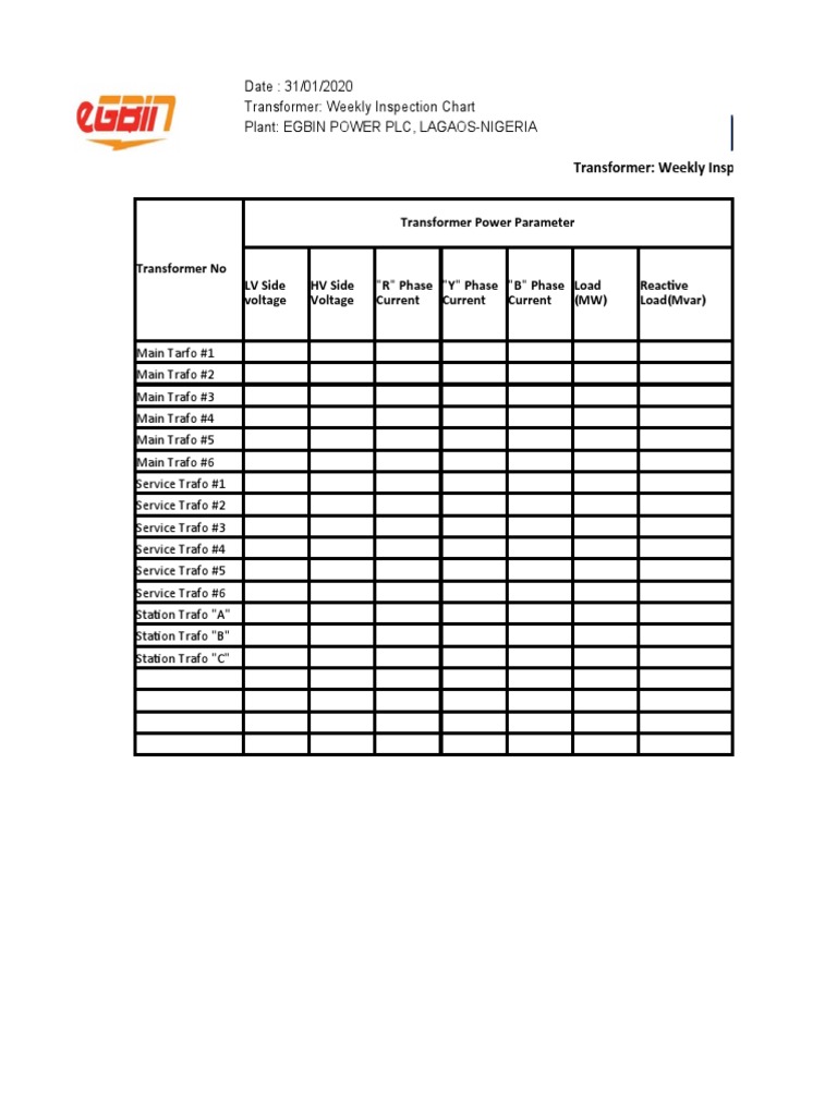 EGBIN Power Transformer Inspection | PDF