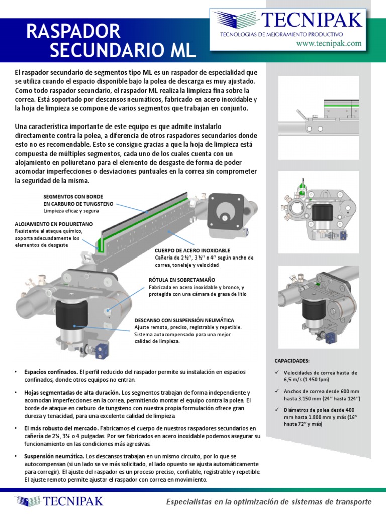 Tecnipak FT Raspador Secundario ML | PDF | Acero | Materiales