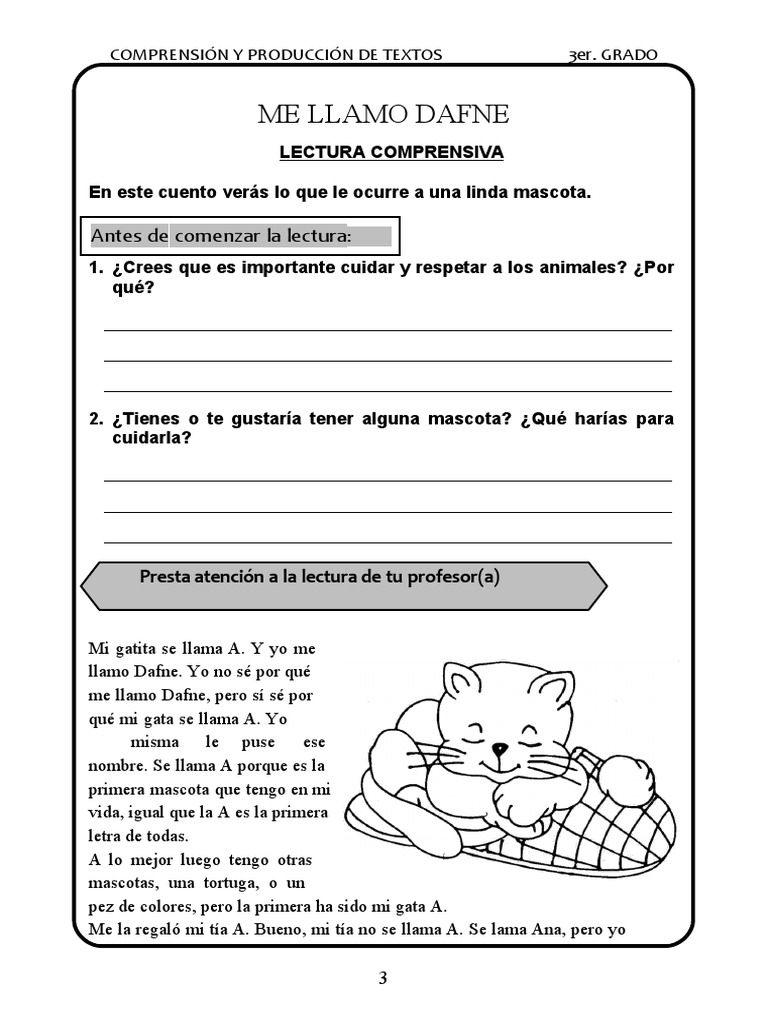 Hojas De Trabajo De Comprensión Lectora De Tercer Grado En Formato Pdf
