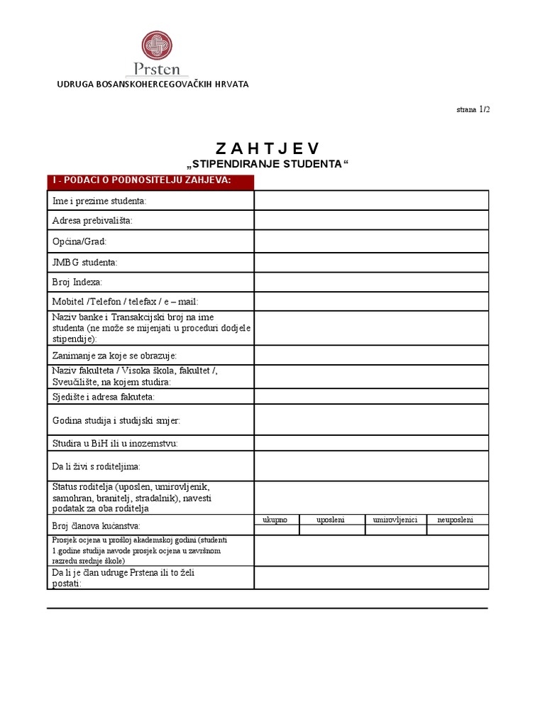 Prijavni Obrazac | PDF