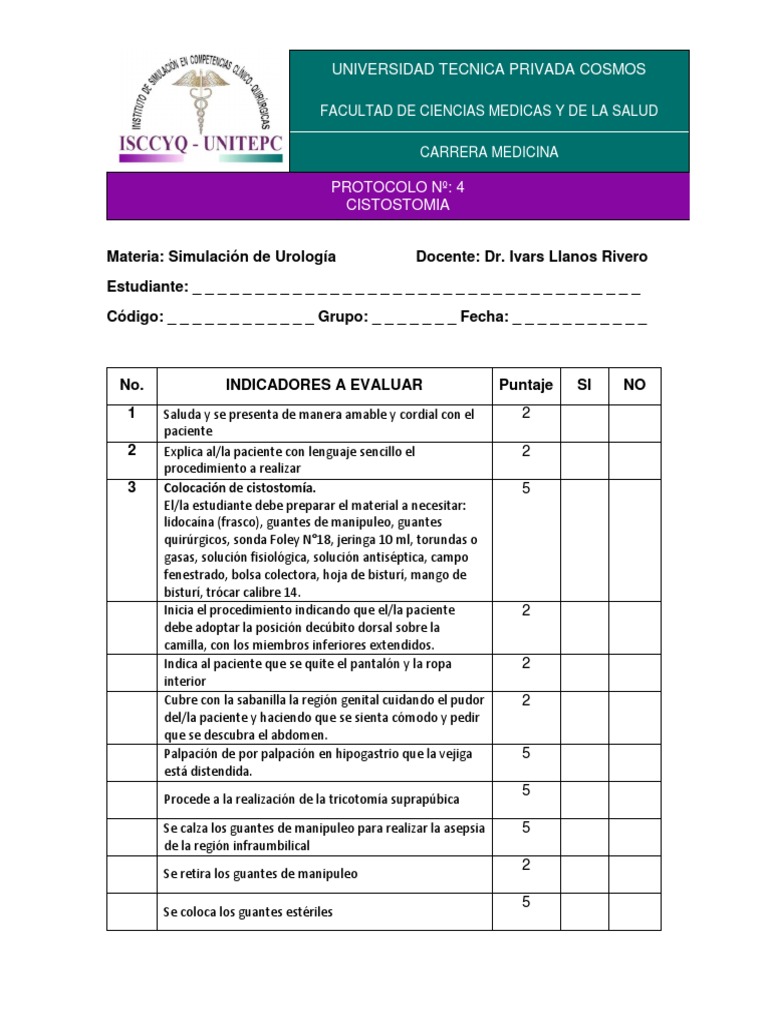 Lista de Cotejo - Protocolo 4 | PDF | Medicina CLINICA | Medicina