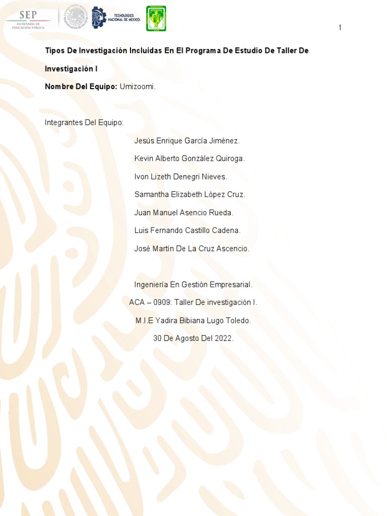 Actividad 1 - Tipos de Investigación, Taller de Investigacion 1-3 | PDF | Experimentar ...