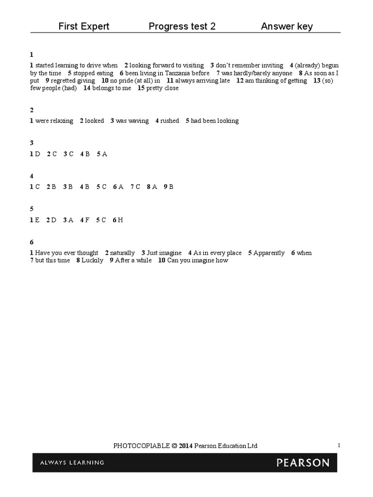 Progress Test 02 Key | PDF