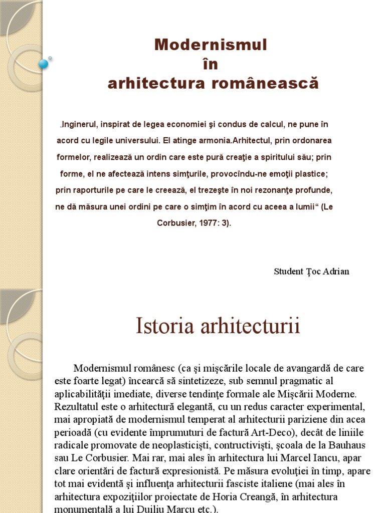 Modernismul În Arhitectura Românească | PDF