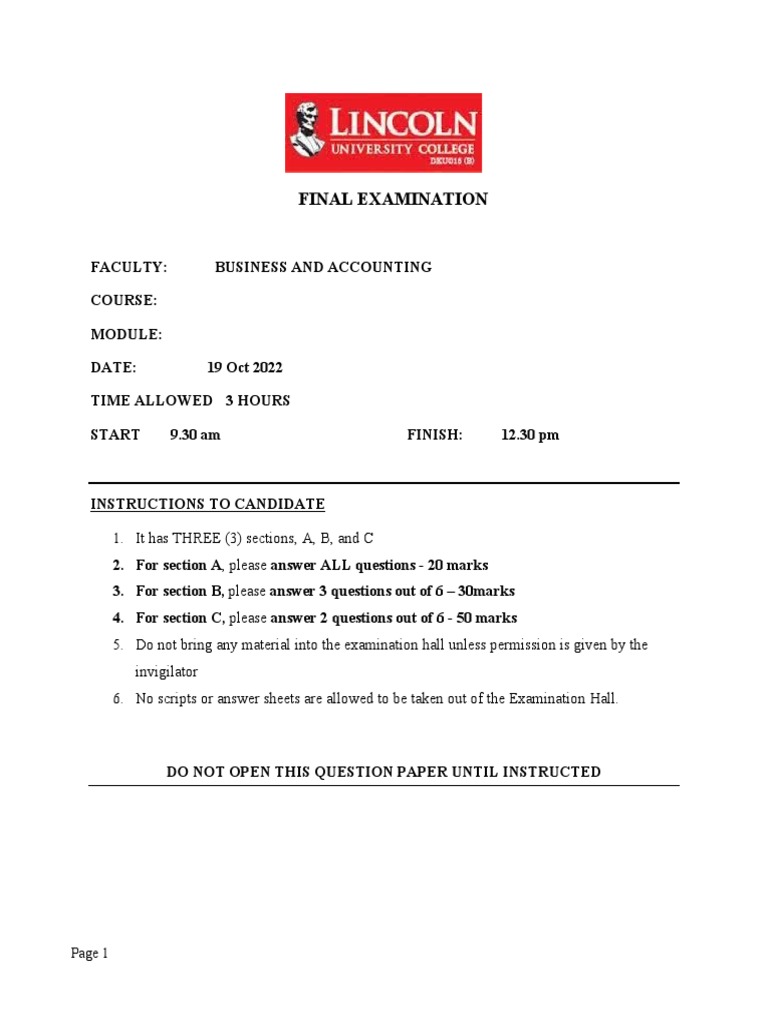 Final Exam - Introduction To Accounting Set 1 - Questions | PDF ... Final Exam - Introduction To Accounting Set 1 - Questions | PDF ...