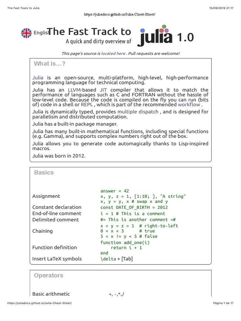 The Fast Track To Julia | PDF | Matrix (Mathematics) | Computing