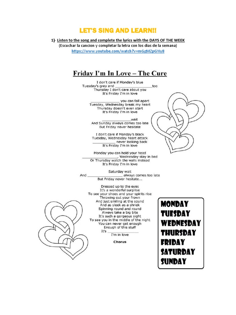 SONG - Friday Im in Love | PDF