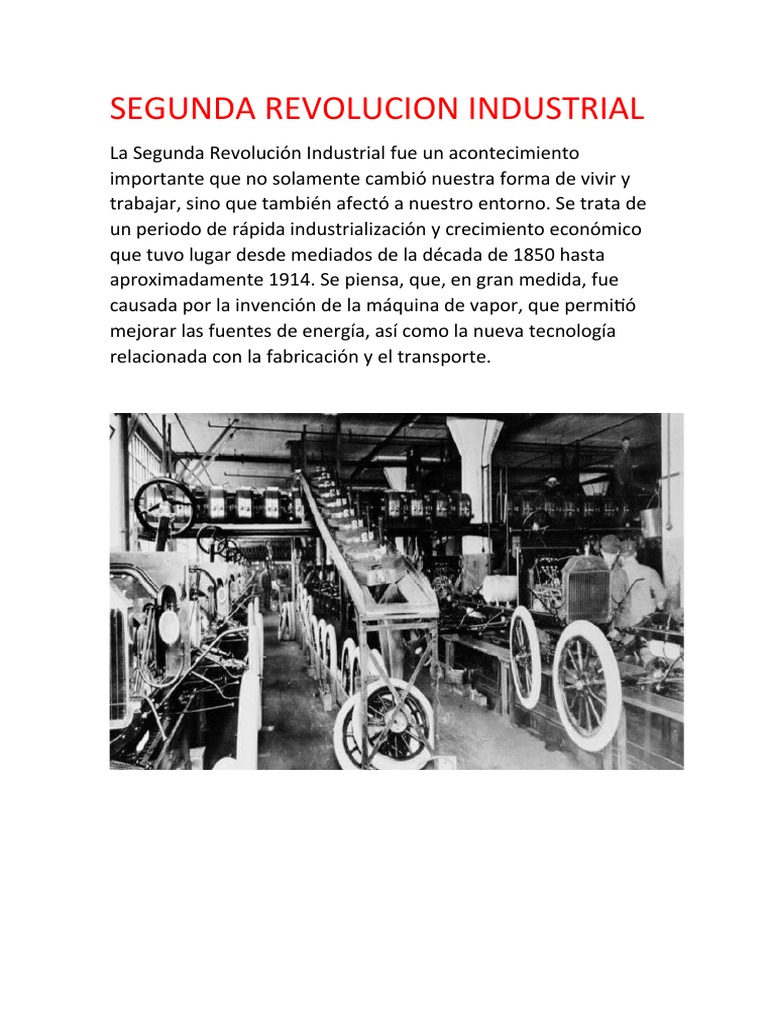 Segunda Revolucion Industrial | PDF | Revolución industrial | Sector secundario de la economía