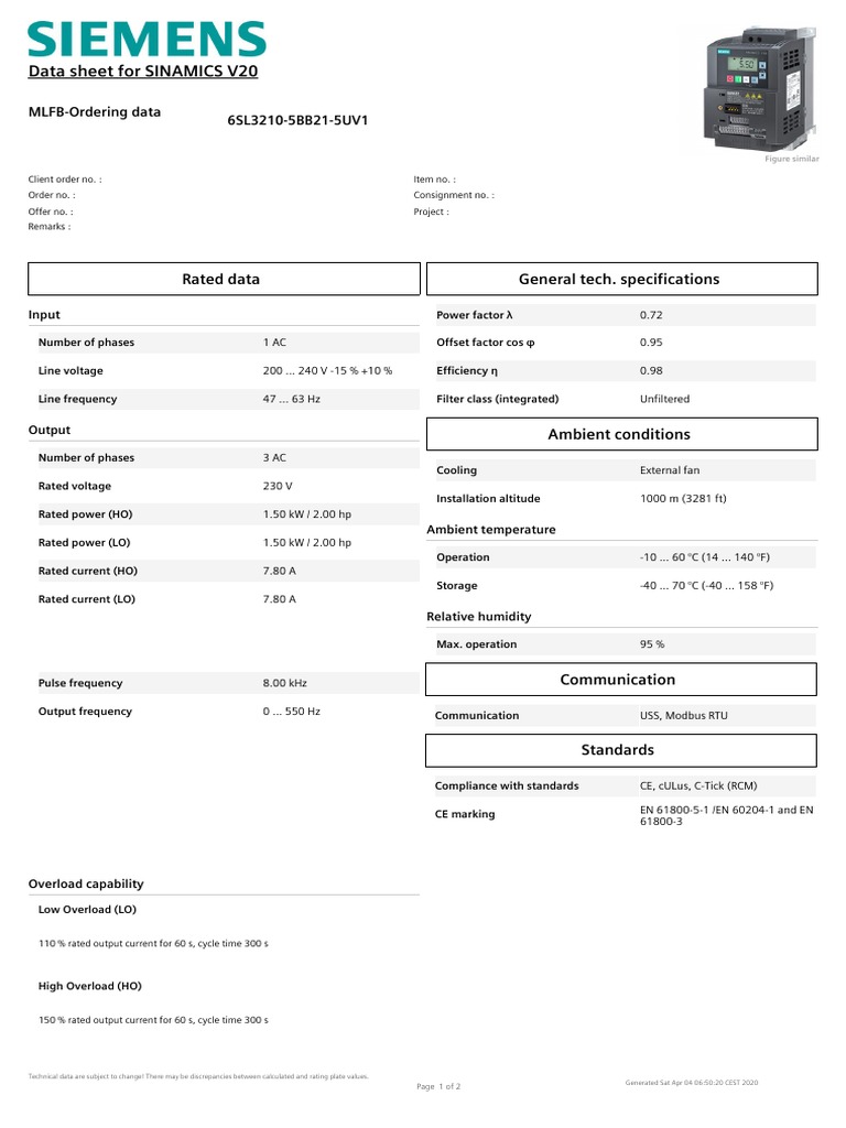 6SL32105BB215UV1 | PDF | Alternating Current | Relay