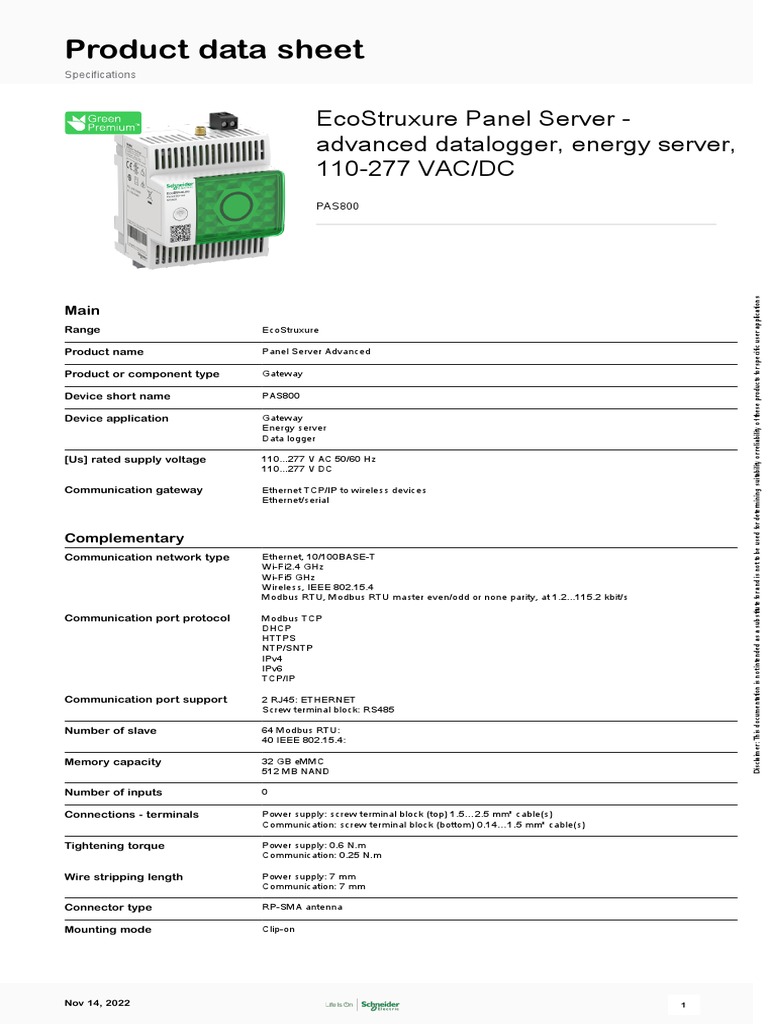 EcoStruxure Panel Server_PAS800 | PDF | Computer Network | World Wide Web
