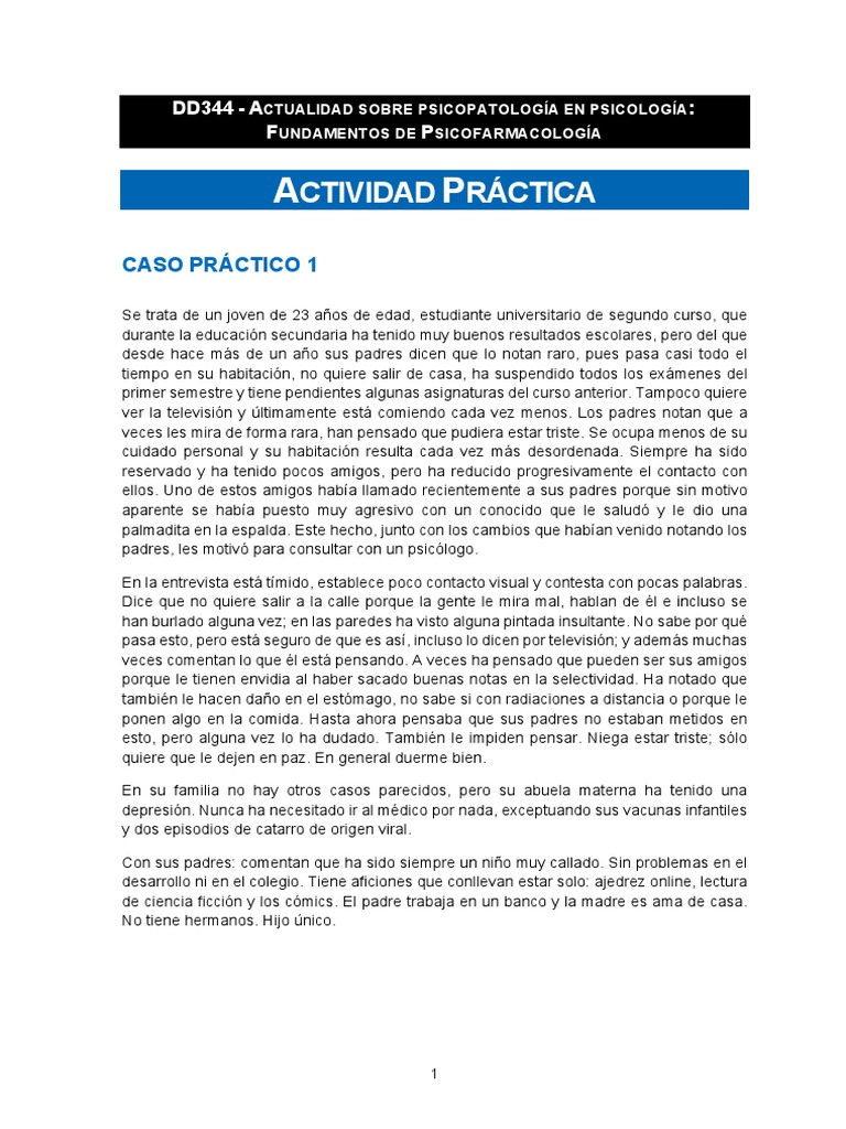 DD344-CP-CO-Esp - v0 TAREA | PDF | Esquizofrenia | Psicoterapia