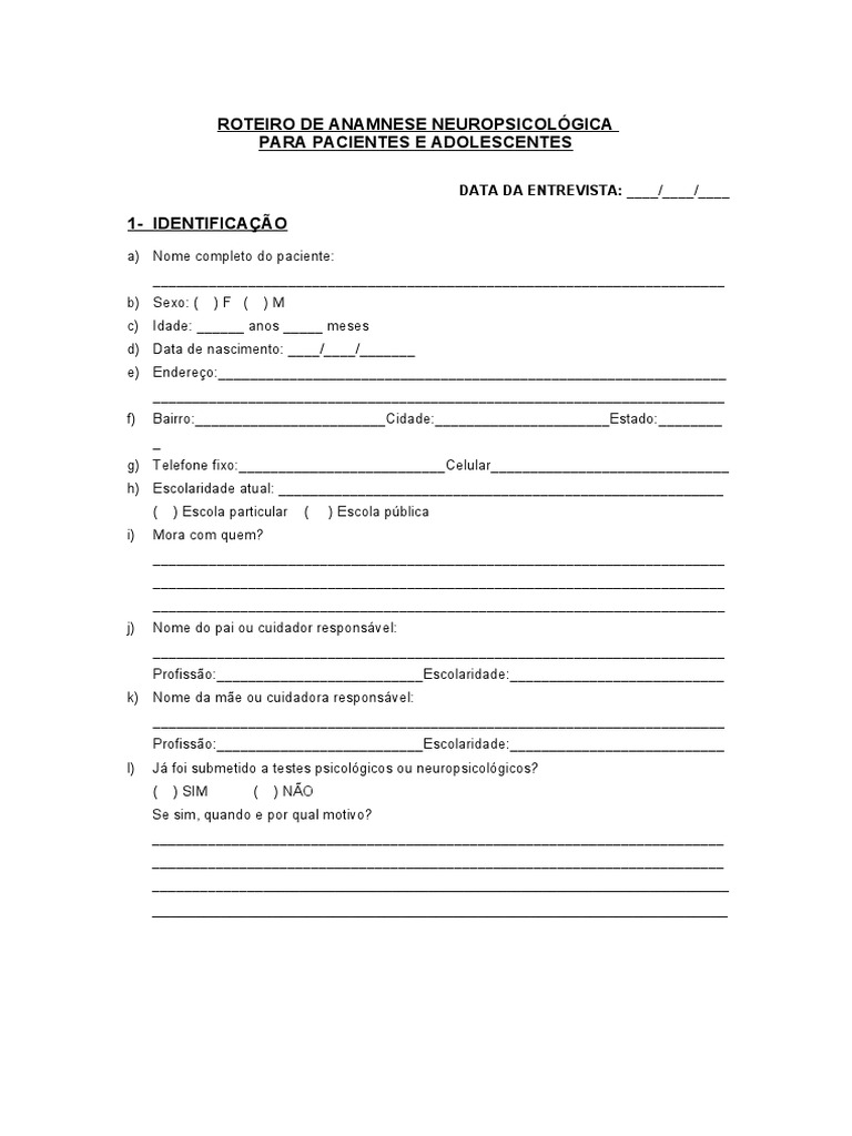 3-ANAMNESE PARA CRIAN%c3%87AS E ADOLESCENTES | PDF | Gravidez | Parto