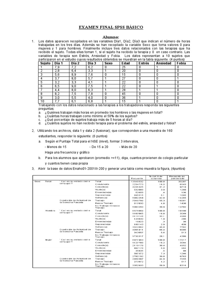 Examen Final SPSS Básico | PDF