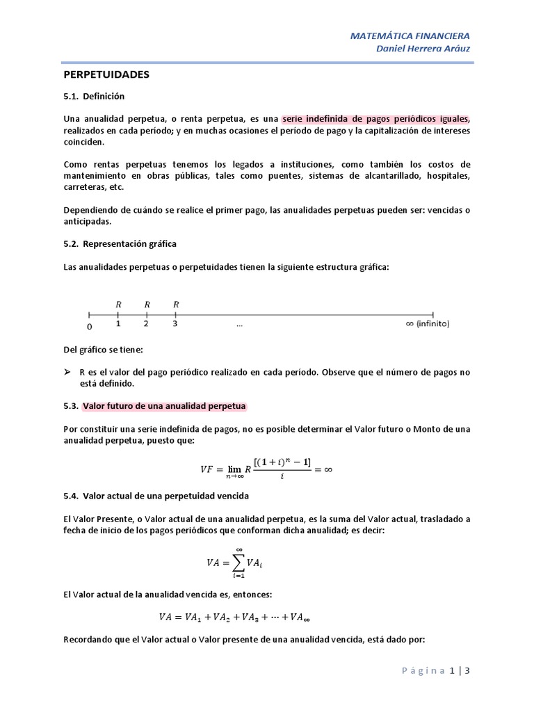 Perpetuidades | PDF | Finanzas Matemáticas | Matemáticas Aplicadas