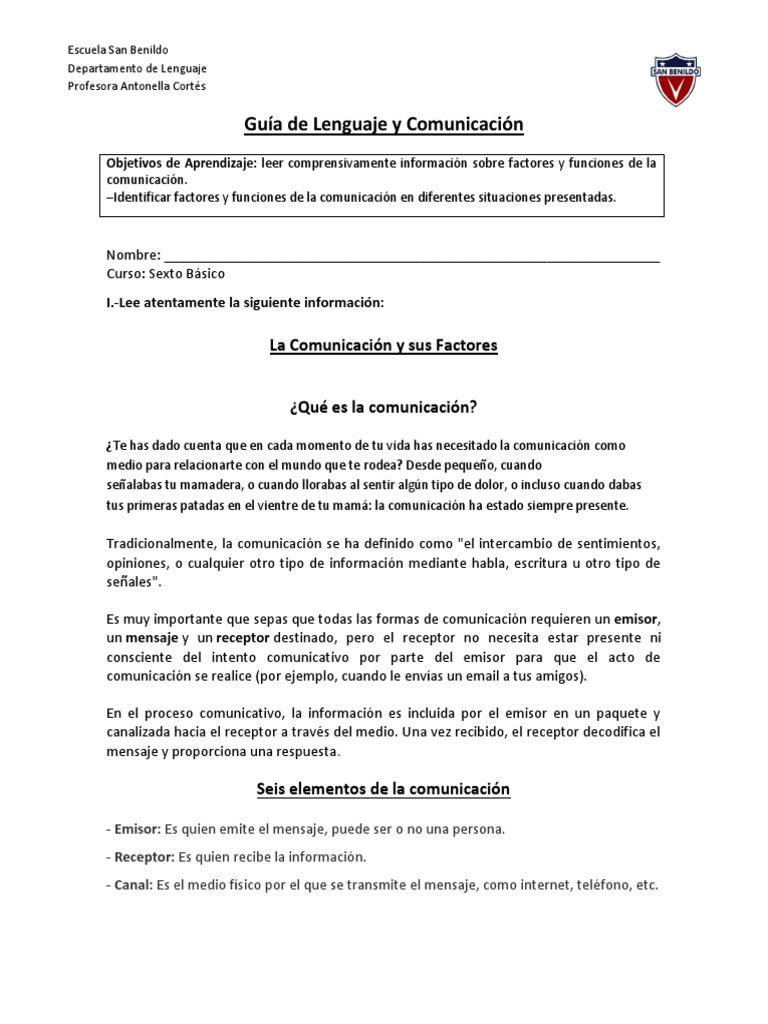 Funciones Del Lenguaje | PDF | Comunicación | Comunicación humana