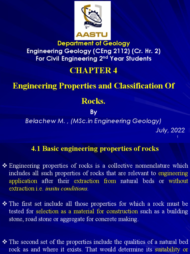 AASTU Engineering Geology Chapter 4FCE | PDF | Strength Of Materials ...