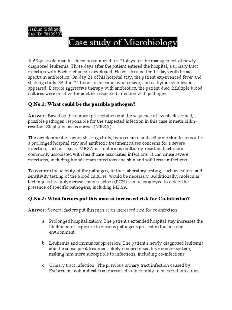 Microbiology Case Study: MRSA Analysis | PDF | Methicillin Resistant Staphylococcus Aureus ...
