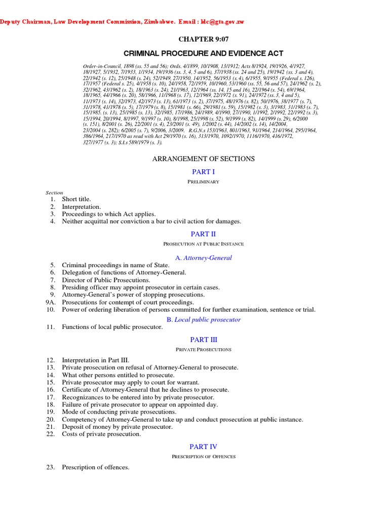 Criminal Procedure and Evidence Act | PDF | Prosecutor | Bail