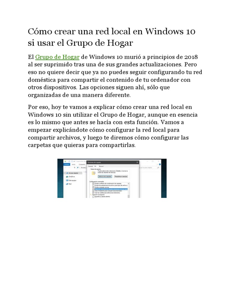 Cómo Crear Una Red Local en Windows 10 Si Usar El Grupo de Hogar - Documentos de Google ...