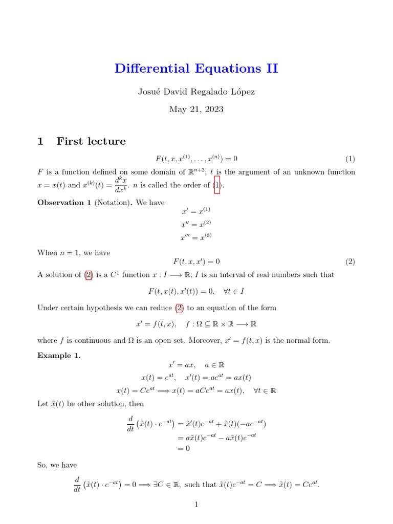 Odes Ii Completo Pdf Function Mathematics Ordinary Differential