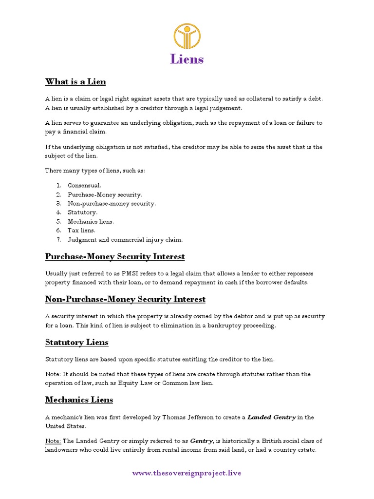Liens - What Are They Ver 1 | PDF | Security Interest | Loans