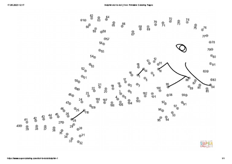 Dolphin Dot To Dot - Free Printable Coloring Pages | PDF