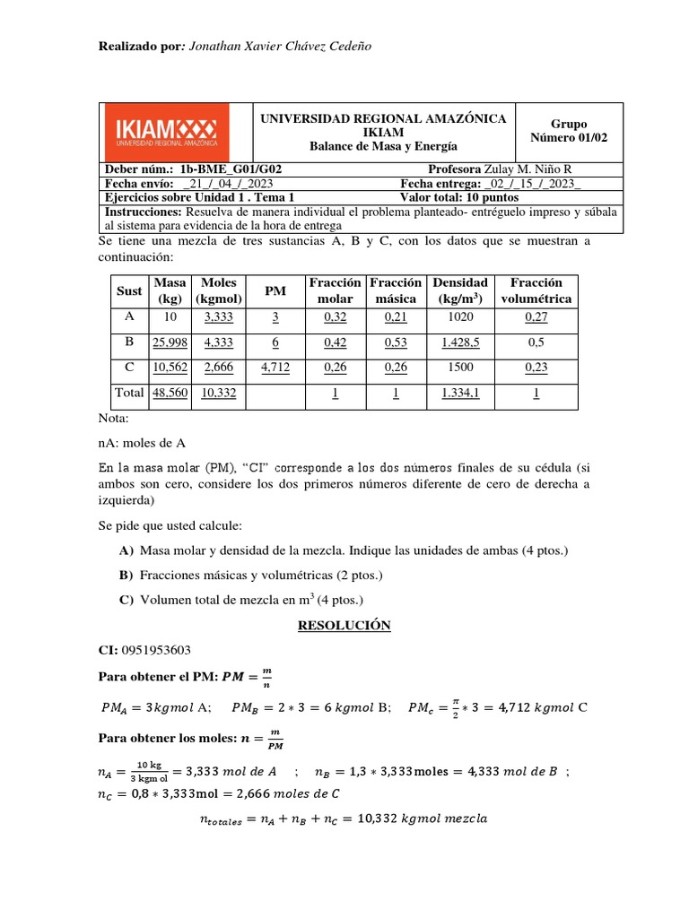 Balance de Masa | PDF | Cantidades fisicas | Cantidad