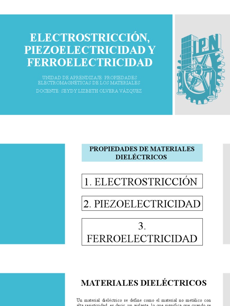 Electrostricción, Piezoelectricidad y Ferroelectricidad | PDF ...